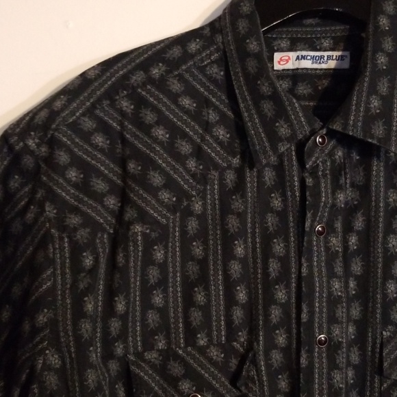 anchor blue | Shirts | Euc Anchor Blue Western Style Button Down Shirt ...